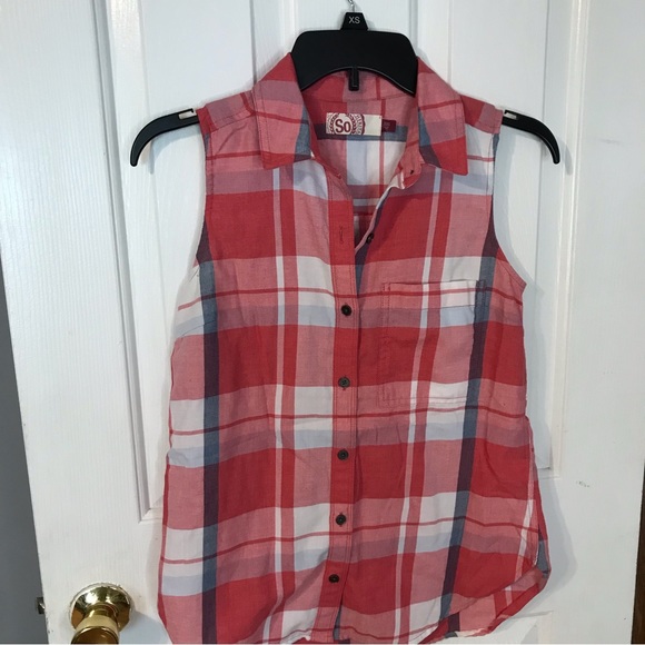 Tops | Plaid So Brand Size Xxsmall Cut Off Might Have Stains | Poshmark